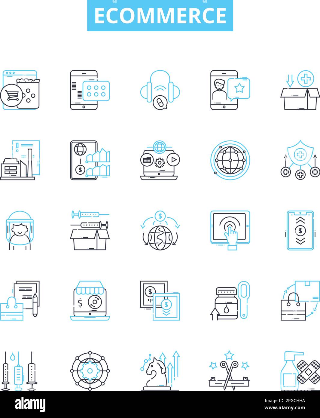 Ecommerce vector line icons set. Shopping, Online, Marketplace, Retail ...