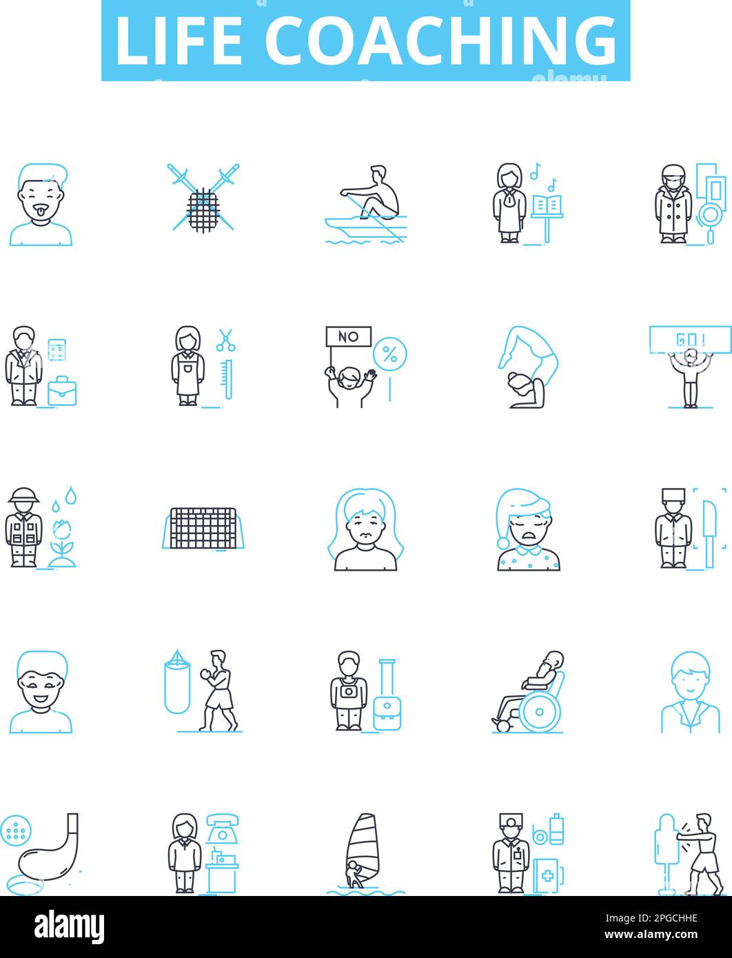 Life coaching vector line icons set. coaching, life, transformation, success, mentoring, self ...