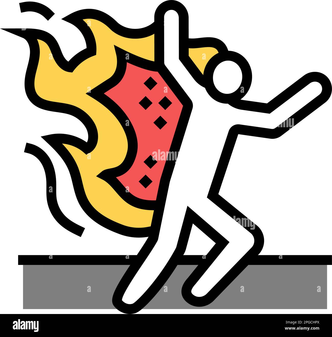 burning dangerous man accident color icon vector illustration Stock ...