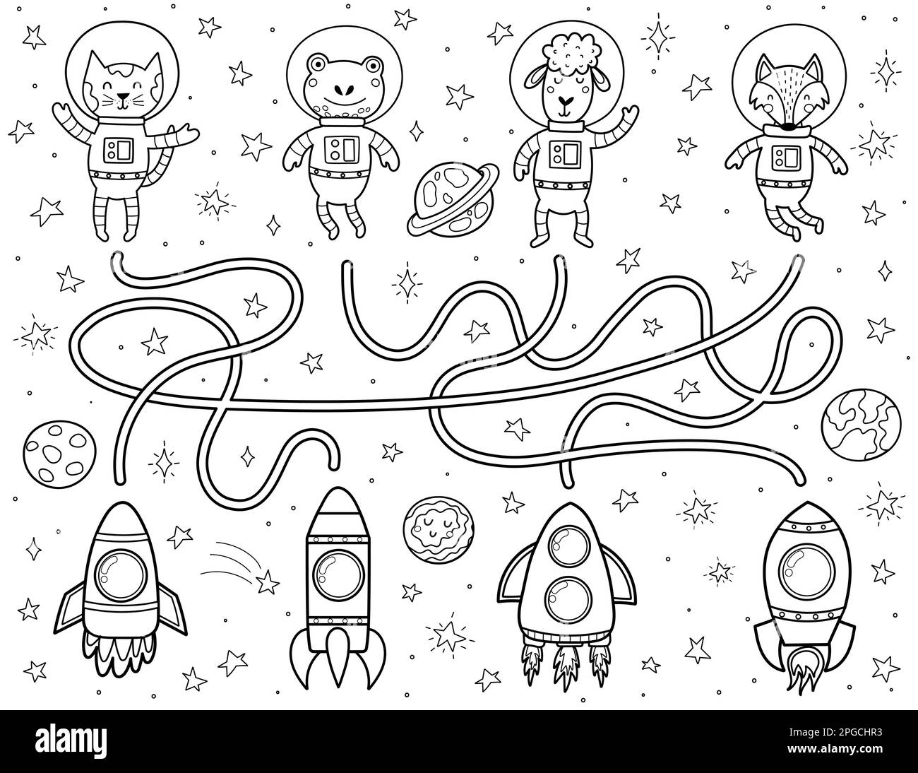 Astronaut coloring book printable hi-res stock photography and images ...