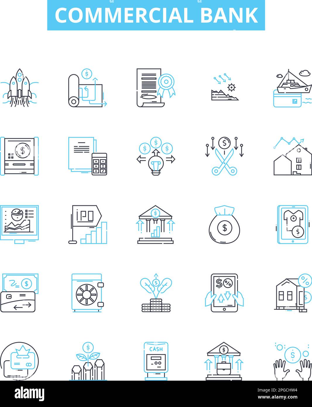 Commercial bank vector line icons set. Bank, Commercial, Banking ...