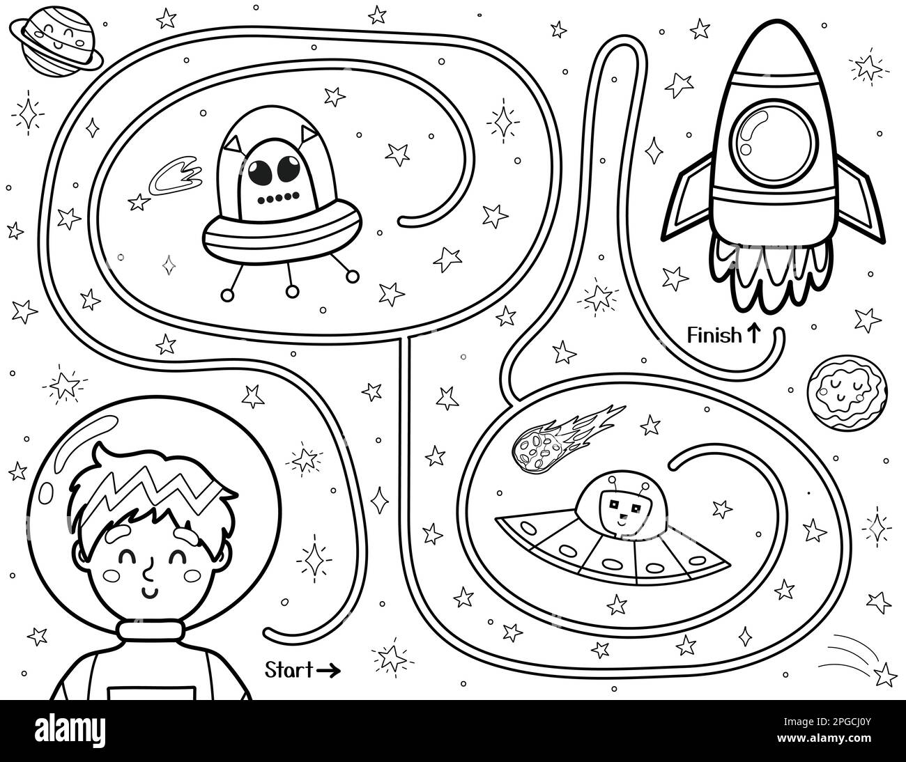 Free Astronaut Maze Worksheet 1 Space Space Preschool