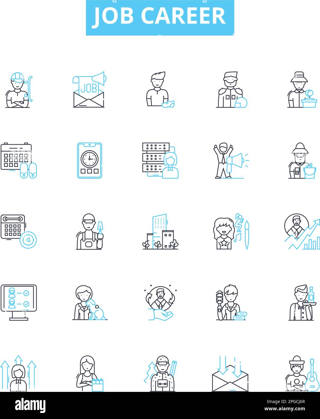 Job career vector line icons set. job, career, employment, vocation, occupation, work ...