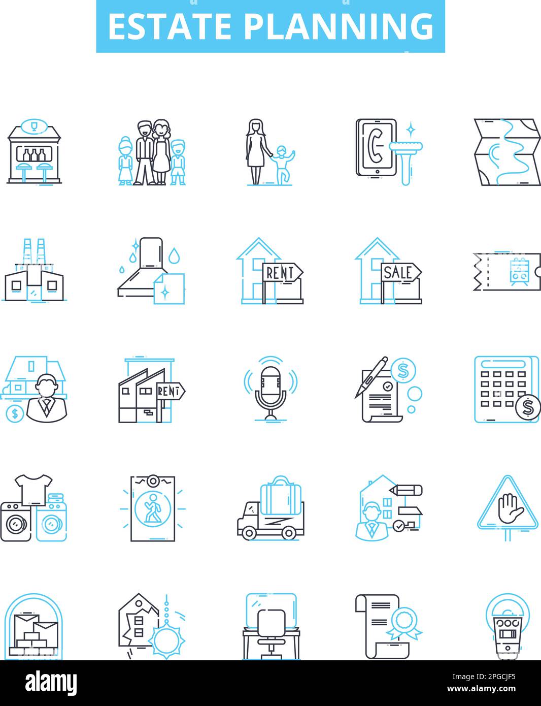 Estate planning vector line icons set. Estate, Planning, Attorney, Will ...