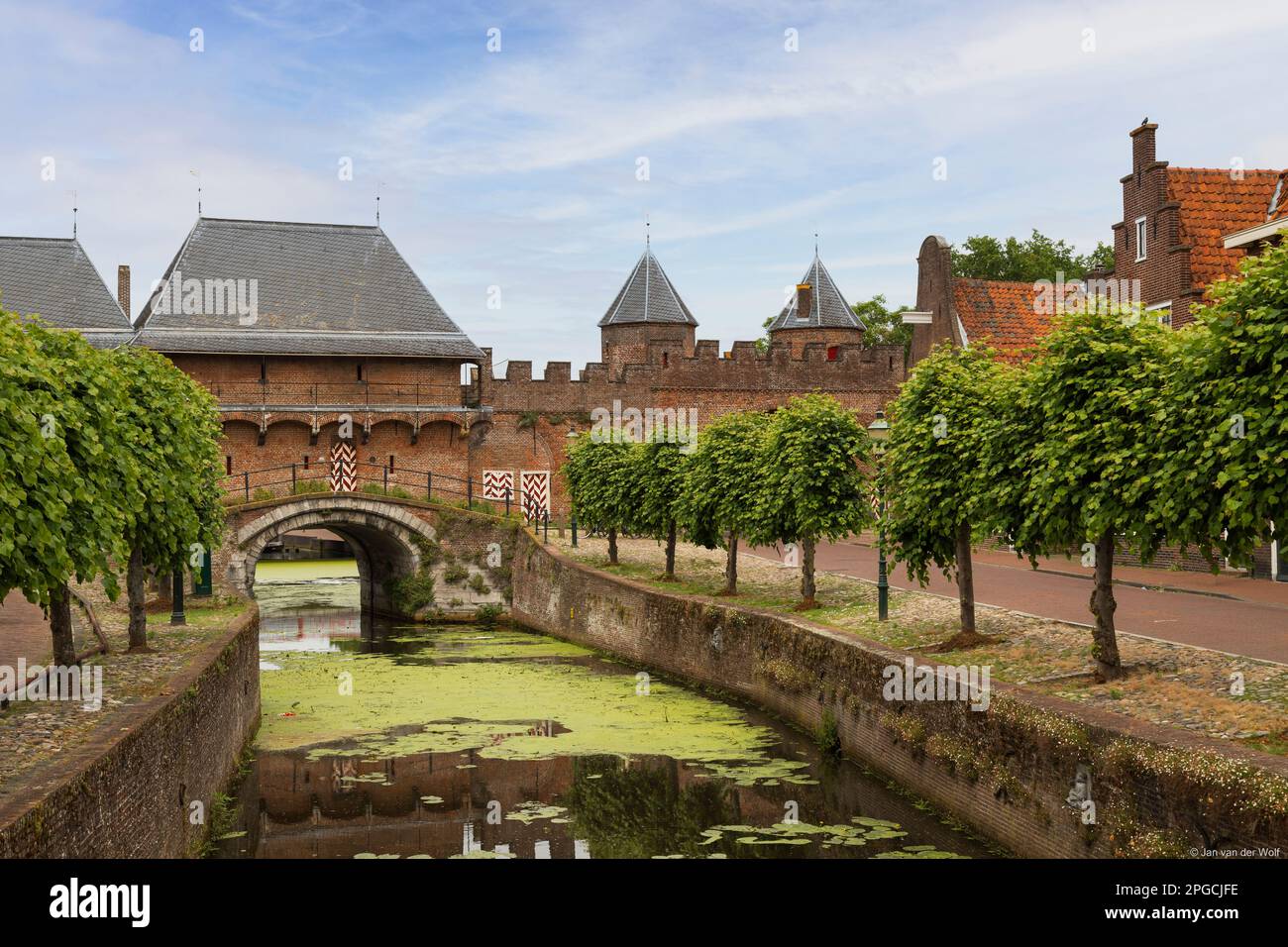 View of the rear of the famous Koppelpoort, a medieval combined land ...