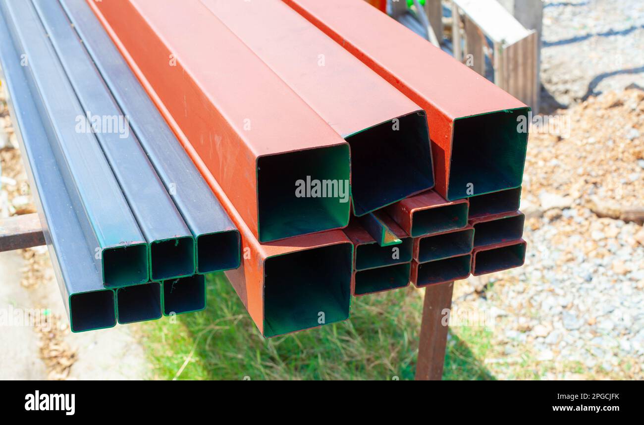 Preparing for construction work with steel structures rust-proof paint ...