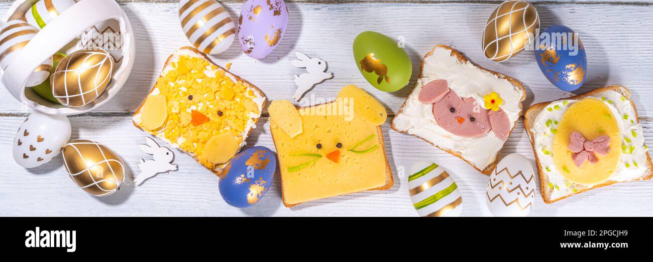 Cute funny Easter breakfast for kids. Homemade sandwiches, sandwiches ...