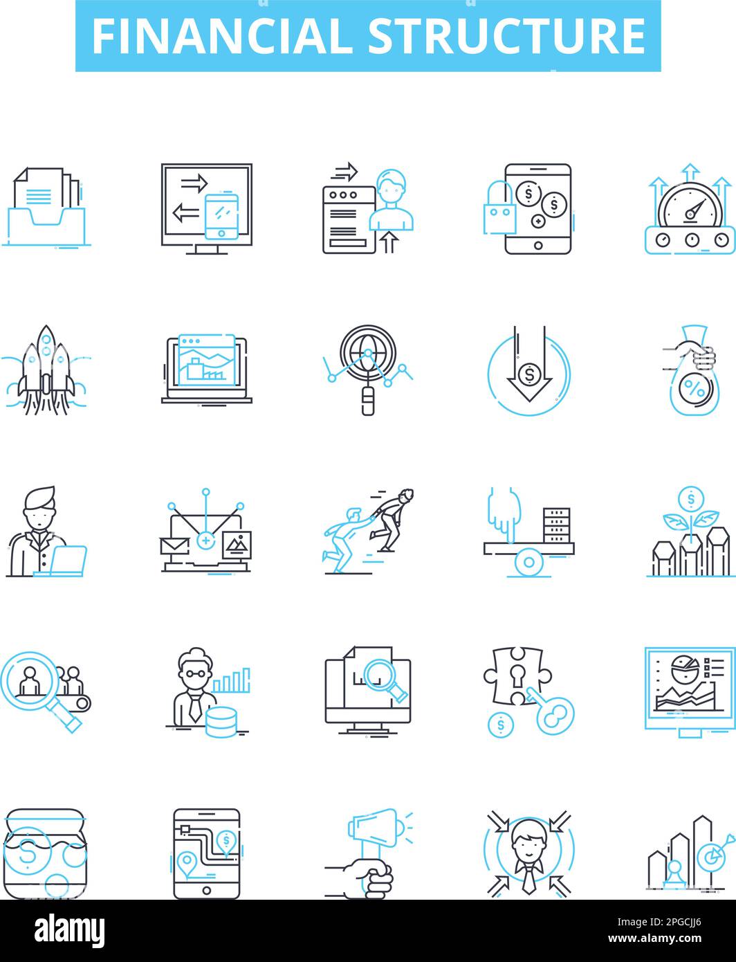 Financial structure vector line icons set. Finance, Structure, Capital ...