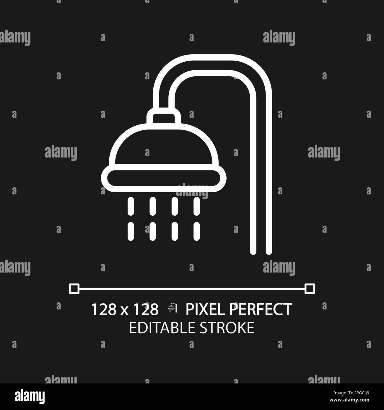 Shower pixel perfect white linear icon for dark theme Stock Vector ...