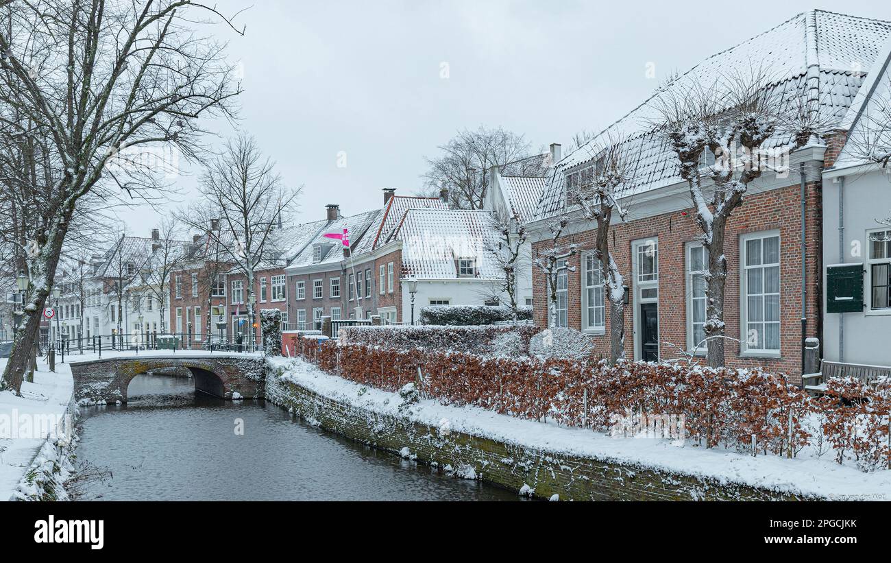 Medieval city of Amersfoort covered in snow Stock Photo - Alamy
