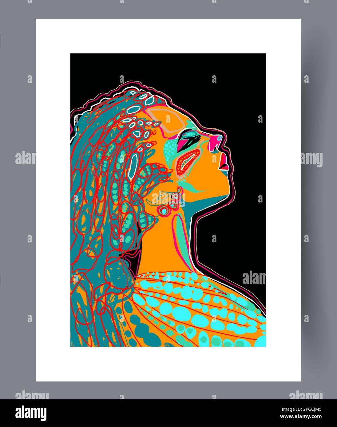 Portrait female pictorial look wall art print Stock Vector Image & Art ...