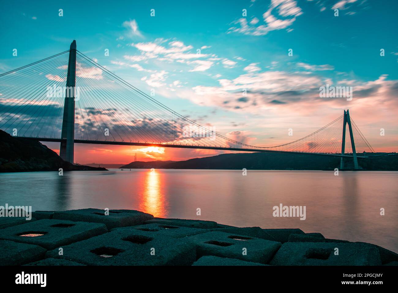 Yavuz Sultan Selim Bridge in Istanbul, Turkey. 3rd bridge of Istanbul ...