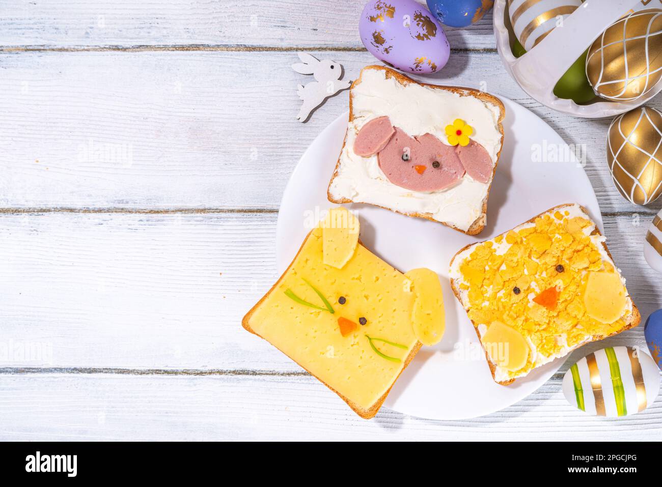 Cute funny Easter breakfast for kids. Homemade sandwiches, sandwiches ...