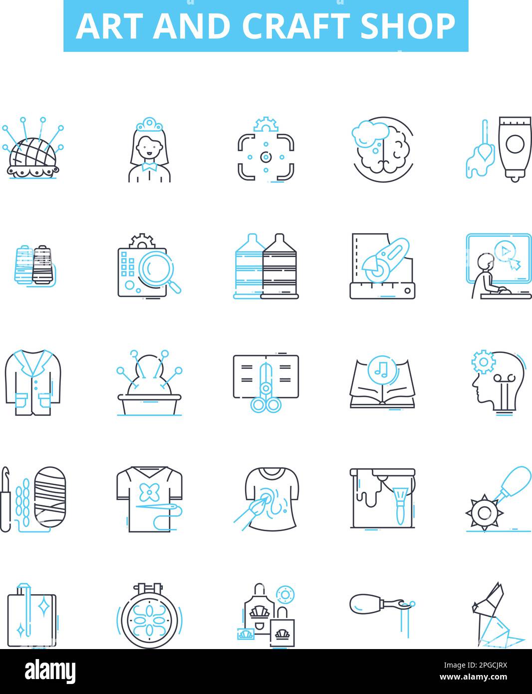 Art and craft shop vector line icons set. Supplies, Materials, Tools ...