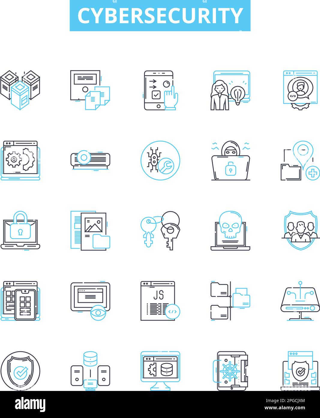 Cybersecurity Vector Line Icons Set Cybersecurity Cyberdefense Cyberattack Network Security