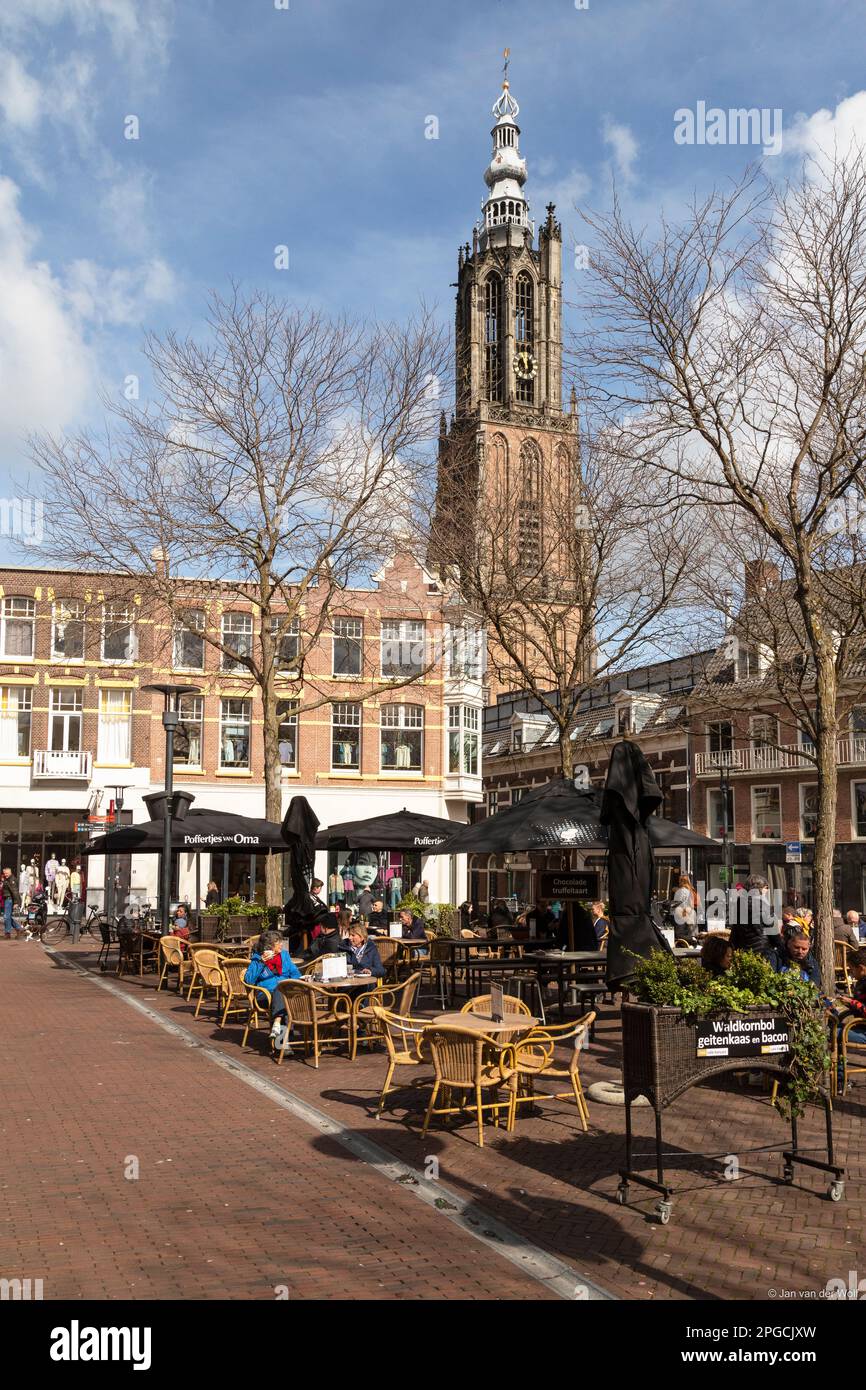 Cozy square with terraces and a view of the church tower - Our Lady ...