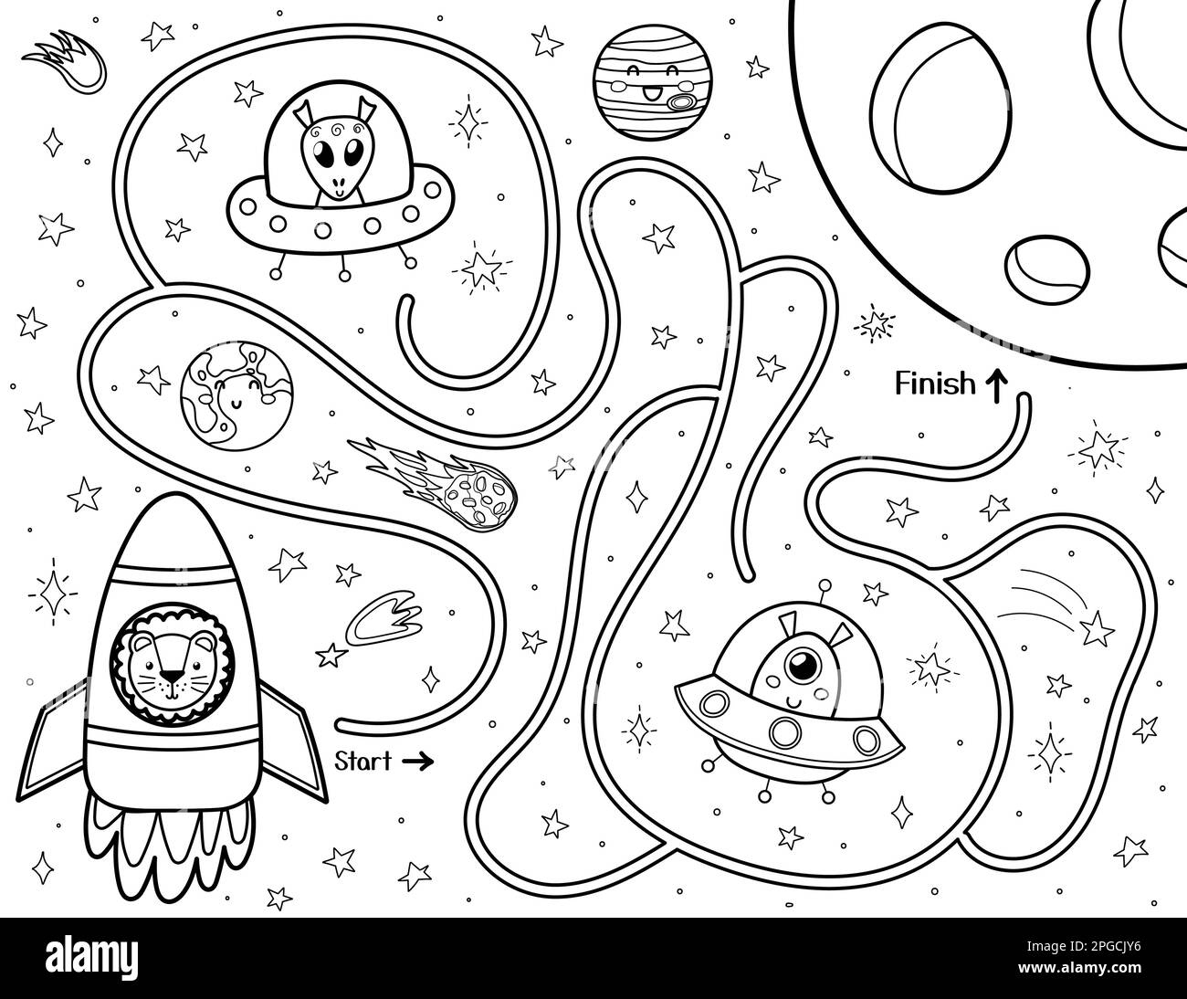 Rocket coloring page for preschool hi-res stock photography and images ...