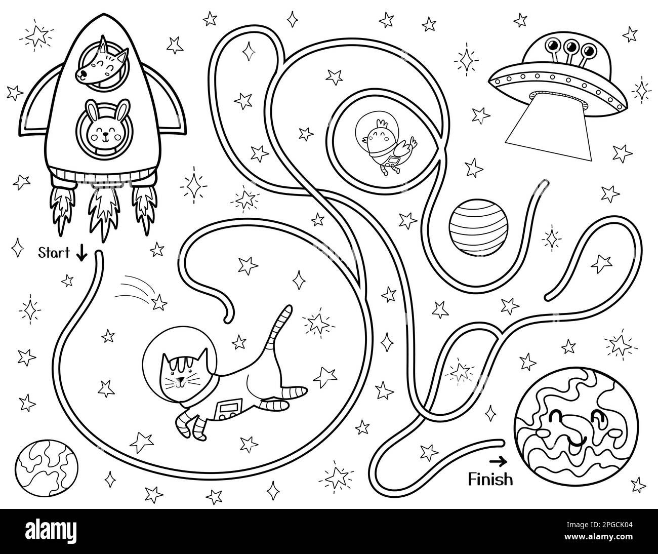 Rocket coloring page for preschool hi-res stock photography and images ...