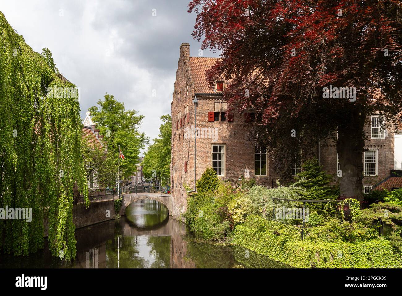 Canal and medieval canal houses in the old center of the city of ...
