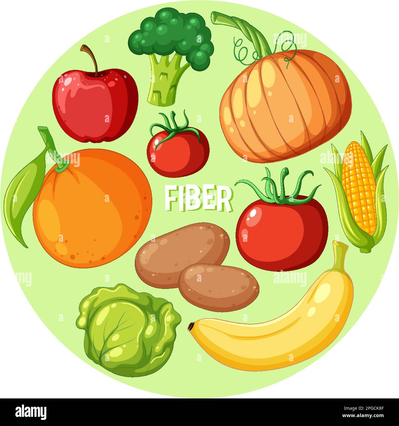 Vegetables and fruits fiber foods group illustration Stock Vector Image ...