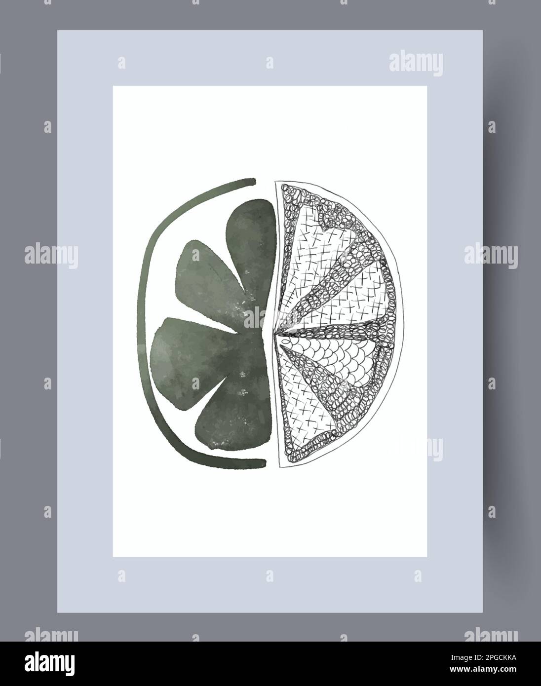 Abstract lemon organic fruit wall art print Stock Vector Image & Art ...