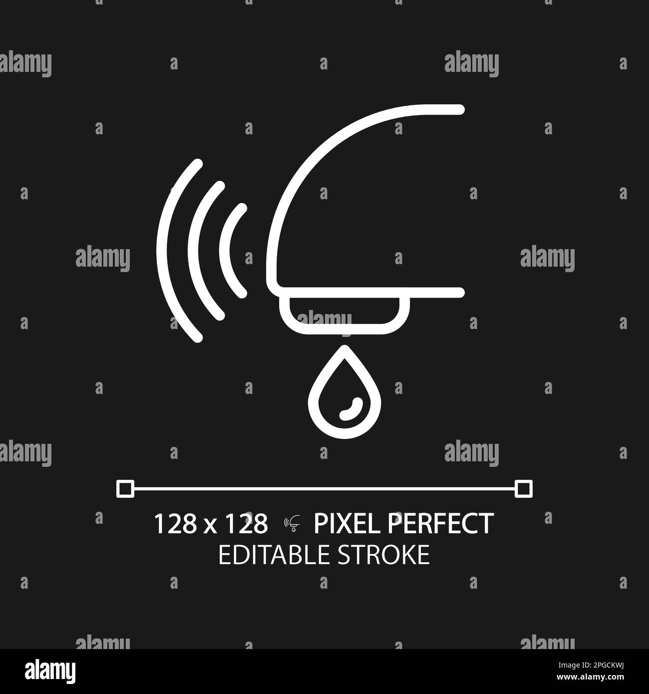 Automatic sensor faucet pixel perfect white linear icon for dark theme ...