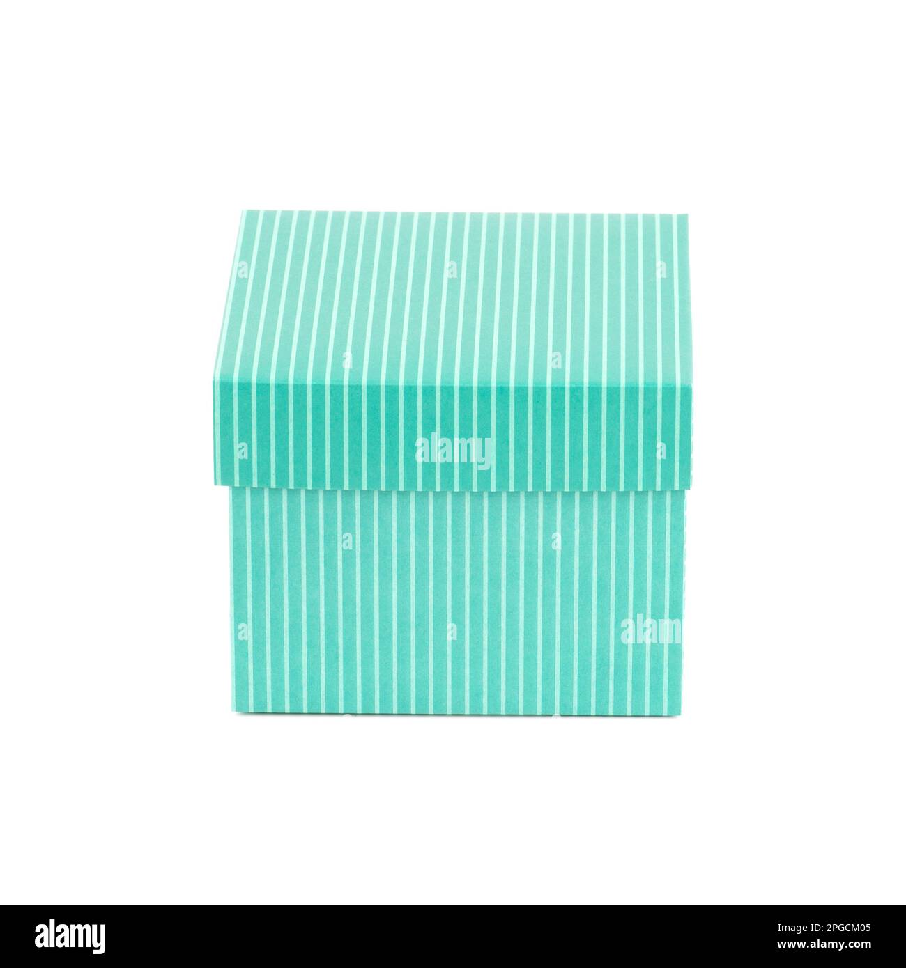 Blue box with white stripes. Christmas gift box isolated on white ...