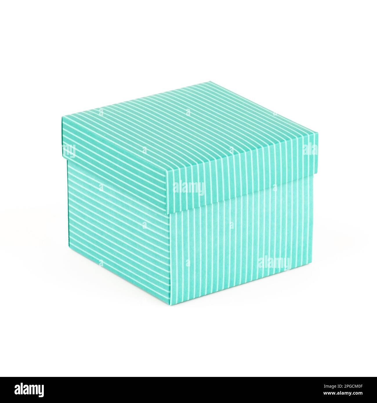 Blue box with white stripes. Christmas gift box isolated on white ...