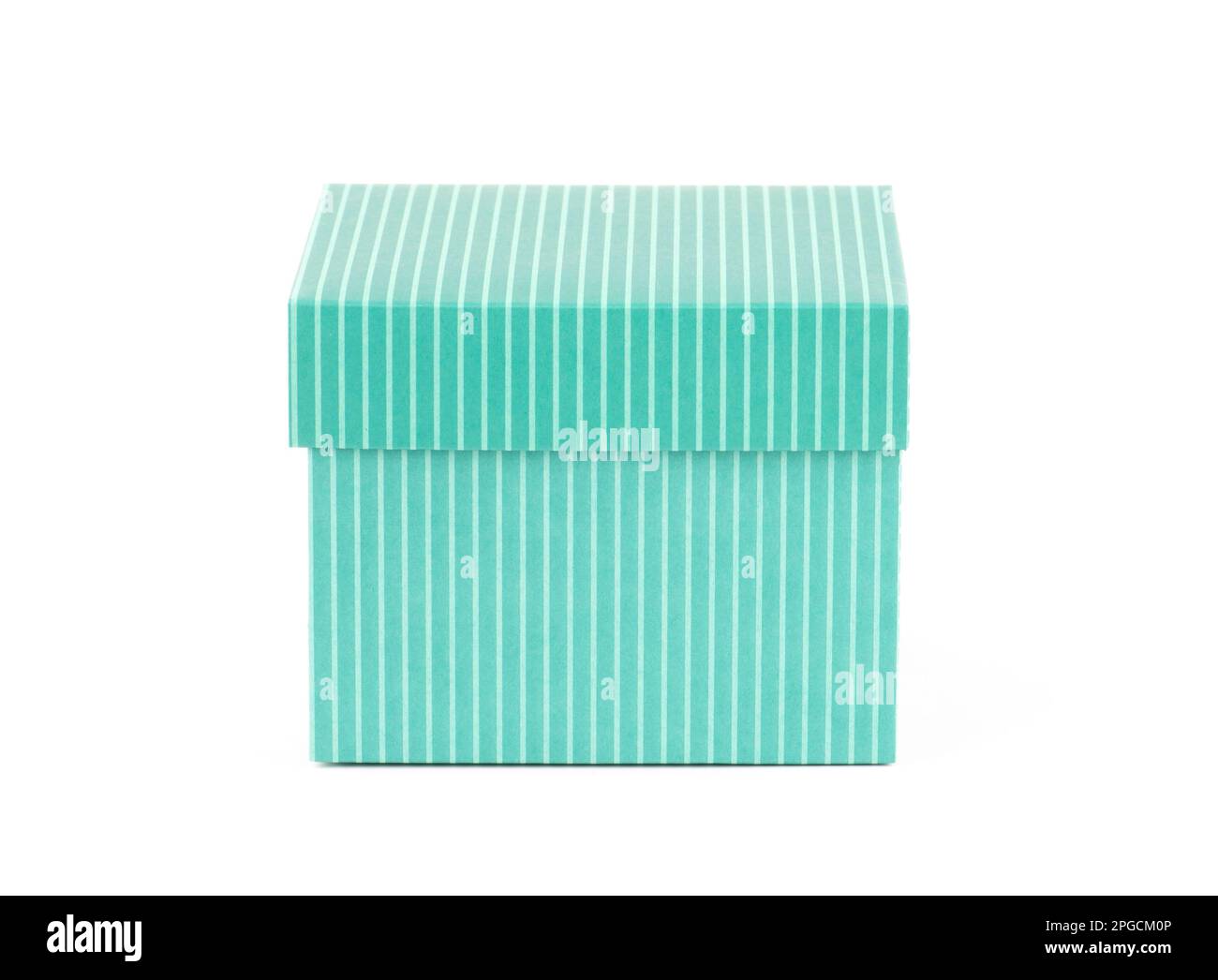 Blue box with white stripes. Christmas gift box isolated on white ...