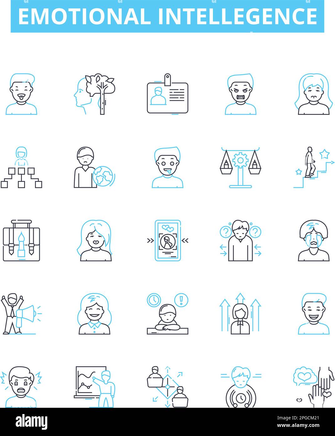 Emotional intellegence vector line icons set. Self-awareness, Empathy ...