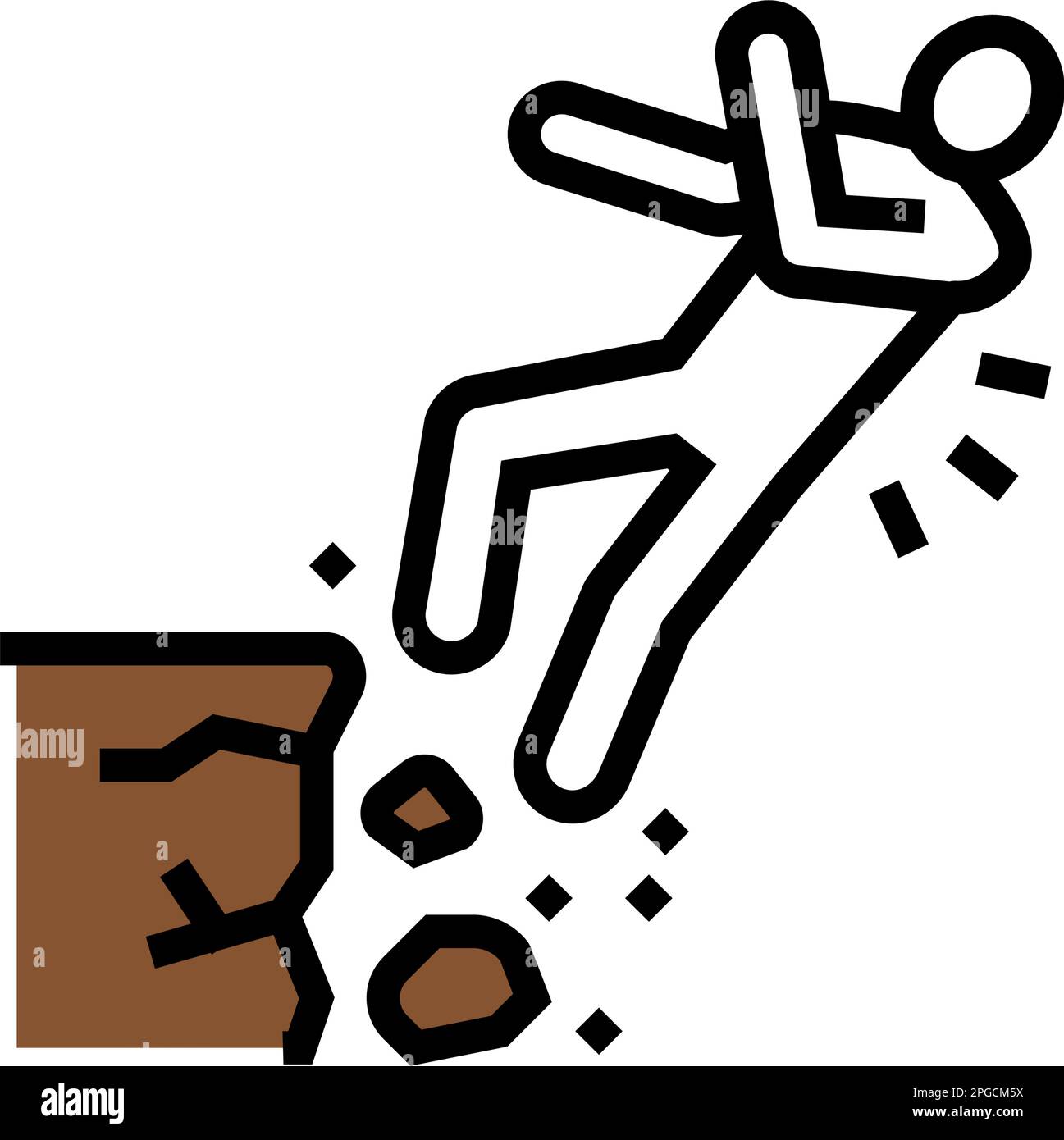 fall cliff man accident color icon vector illustration Stock Vector ...