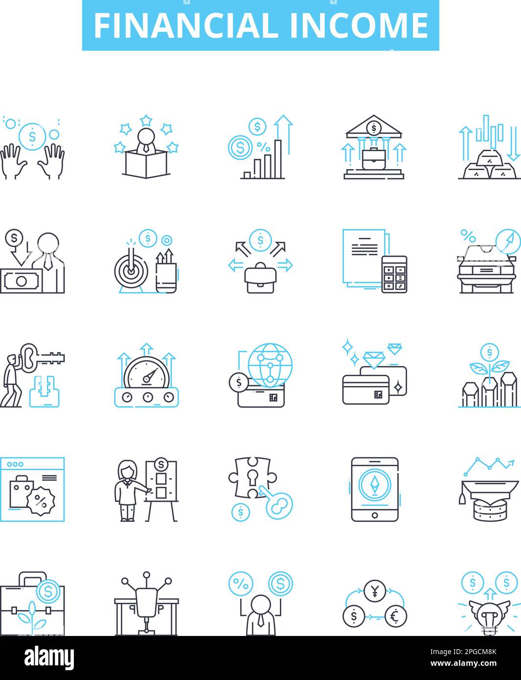 Financial income vector line icons set. Income, Finance, Profit ...