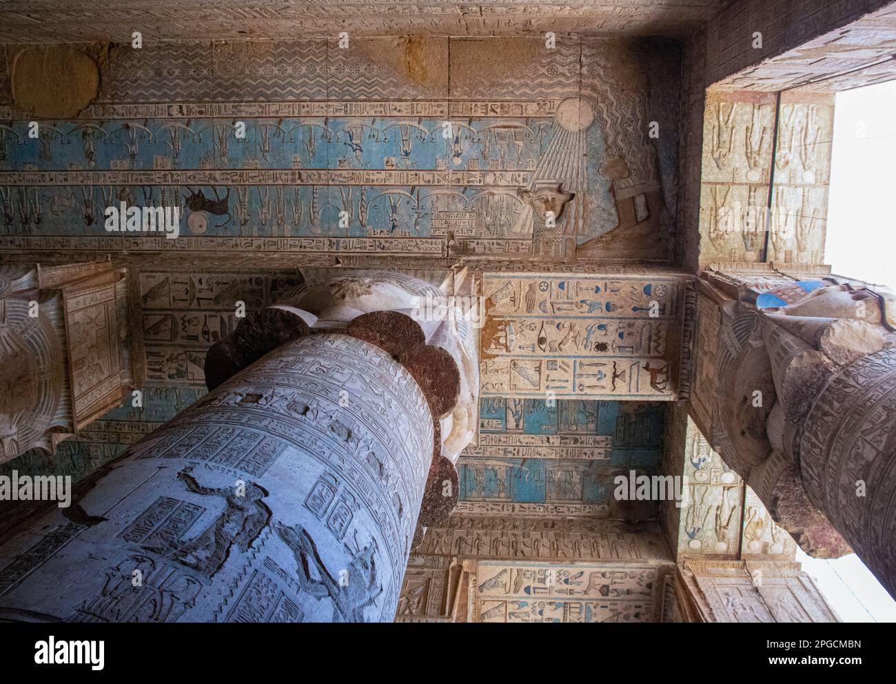 Ancient egyptian temple of Hathor (Dendra temple), Qena, Egypt Stock ...
