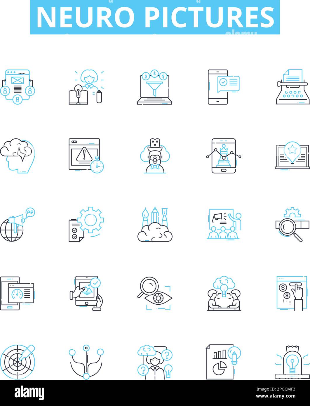 Neuro pictures vector line icons set. Neuroimage, Neurography, Brain ...