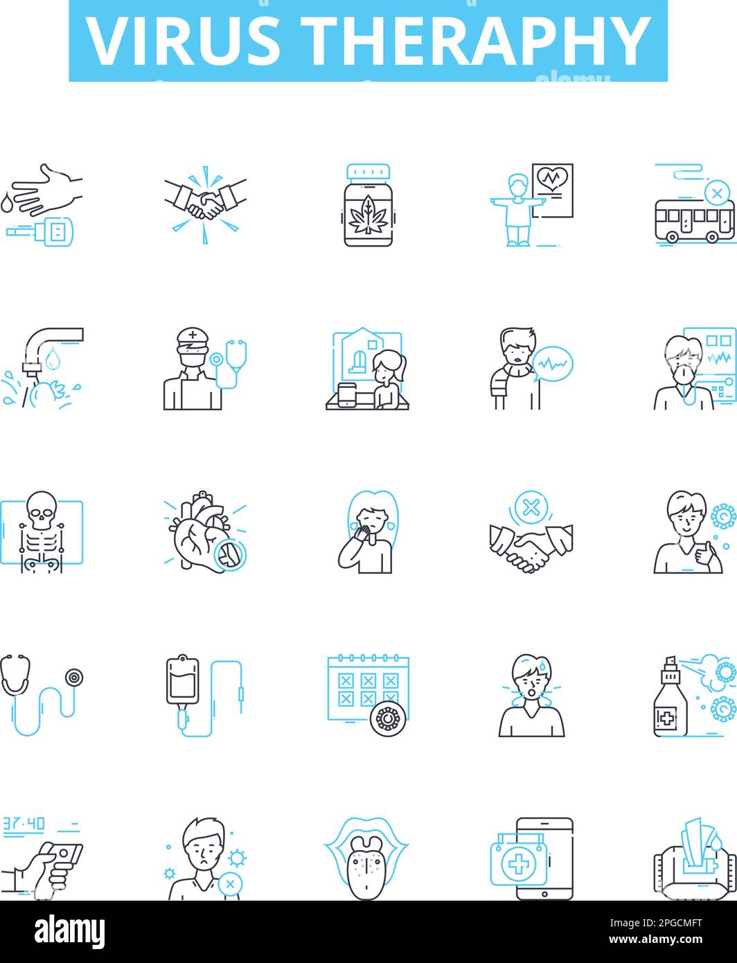 Virus theraphy vector line icons set. Antiviral, Viruscide, Remedial ...