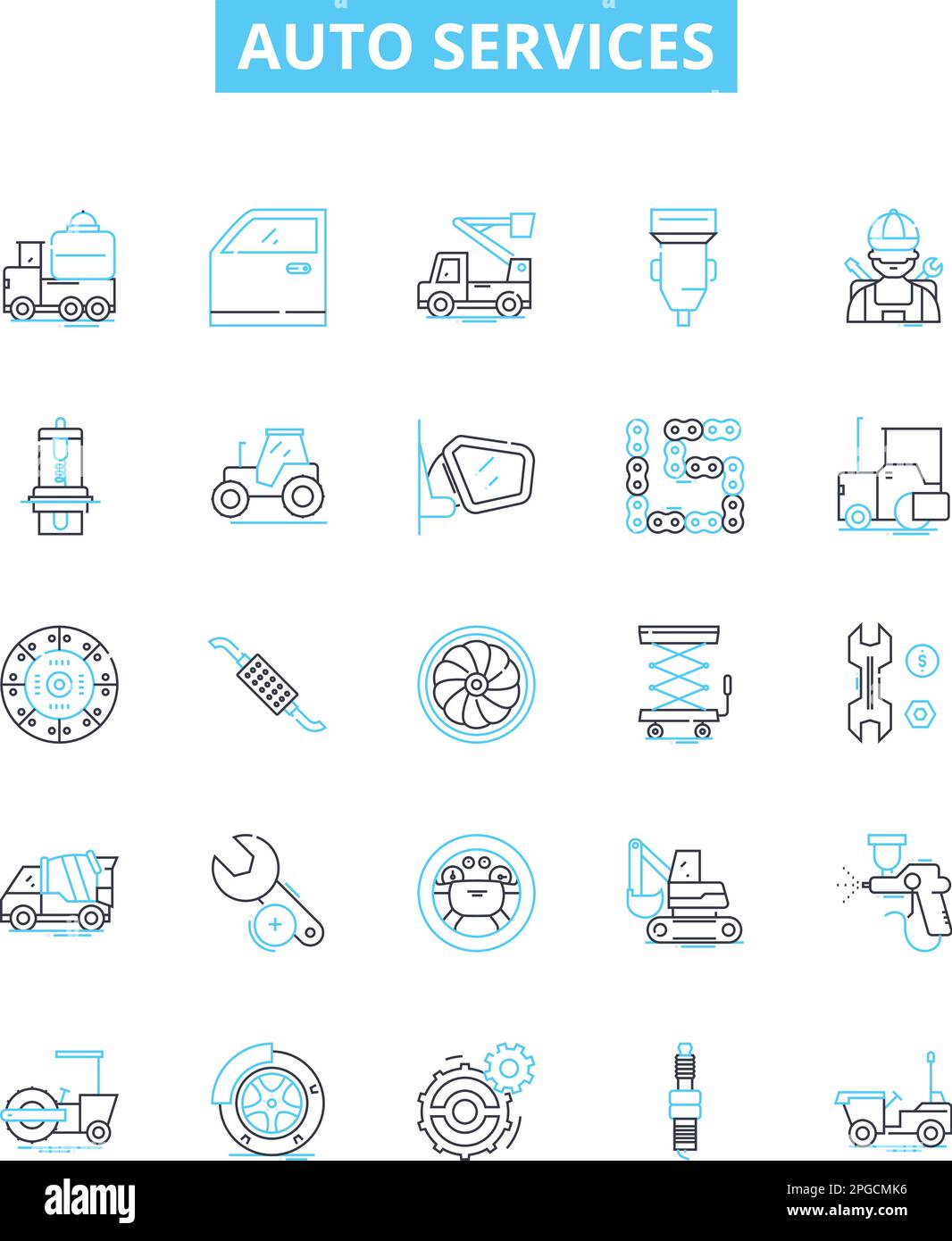 Auto services vector line icons set. Repair, Service, Tune-up, Parts ...