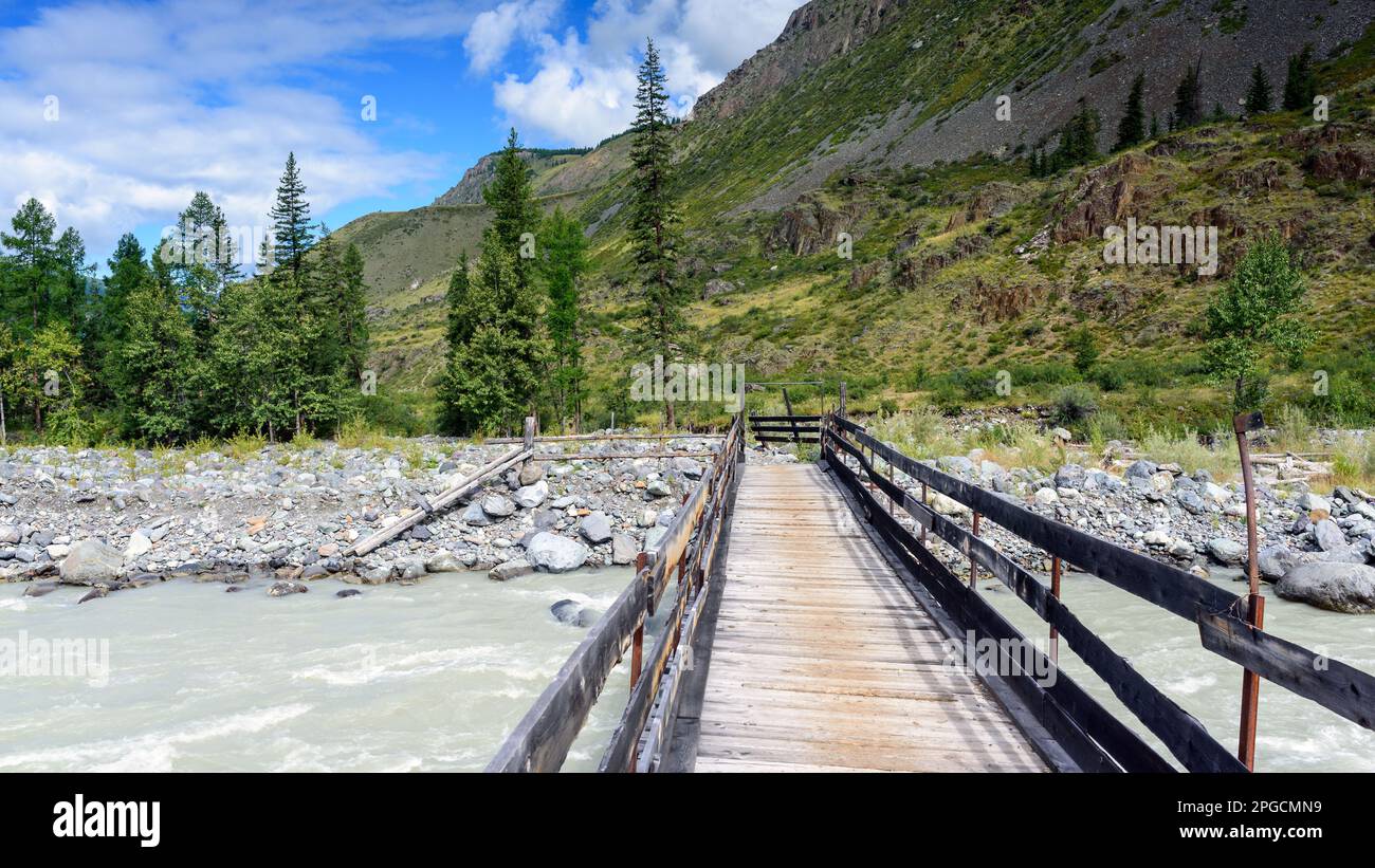 Wood bridge in fir hi-res stock photography and images - Alamy