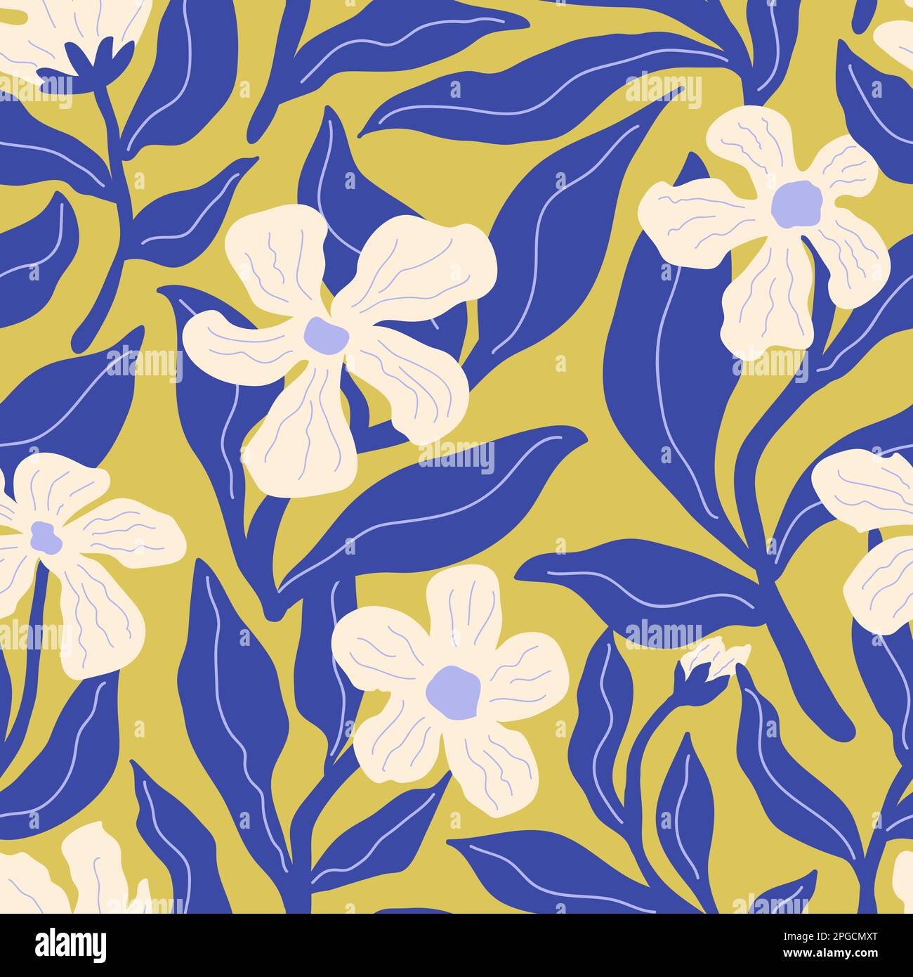 Seamless creative floral pattern. Fancy naive blooms, texture design ...