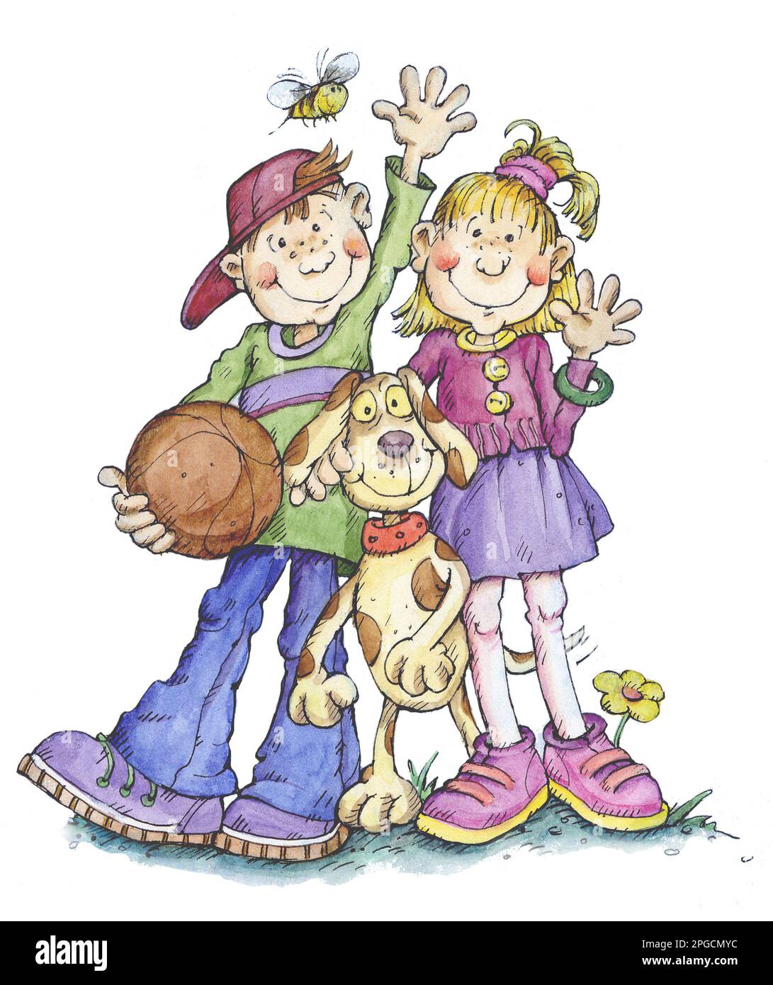 Cartoon Kids Being Friendly