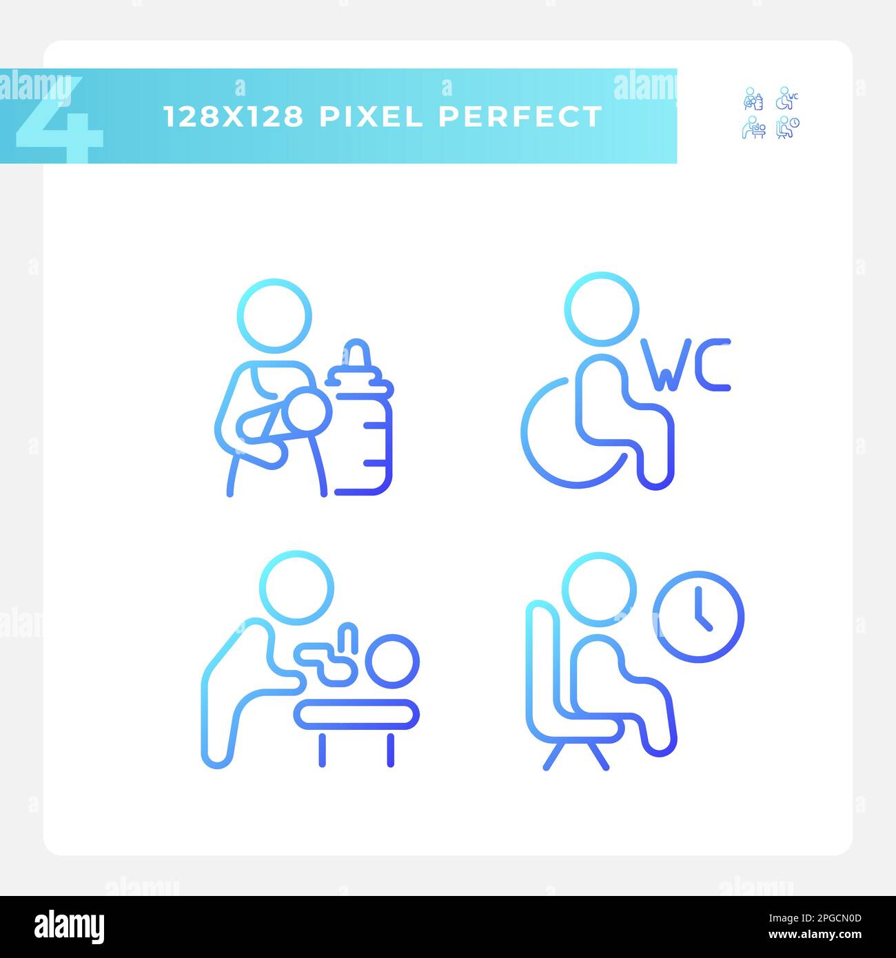 Rooms for baby care and rest pixel perfect gradient linear vector icons ...