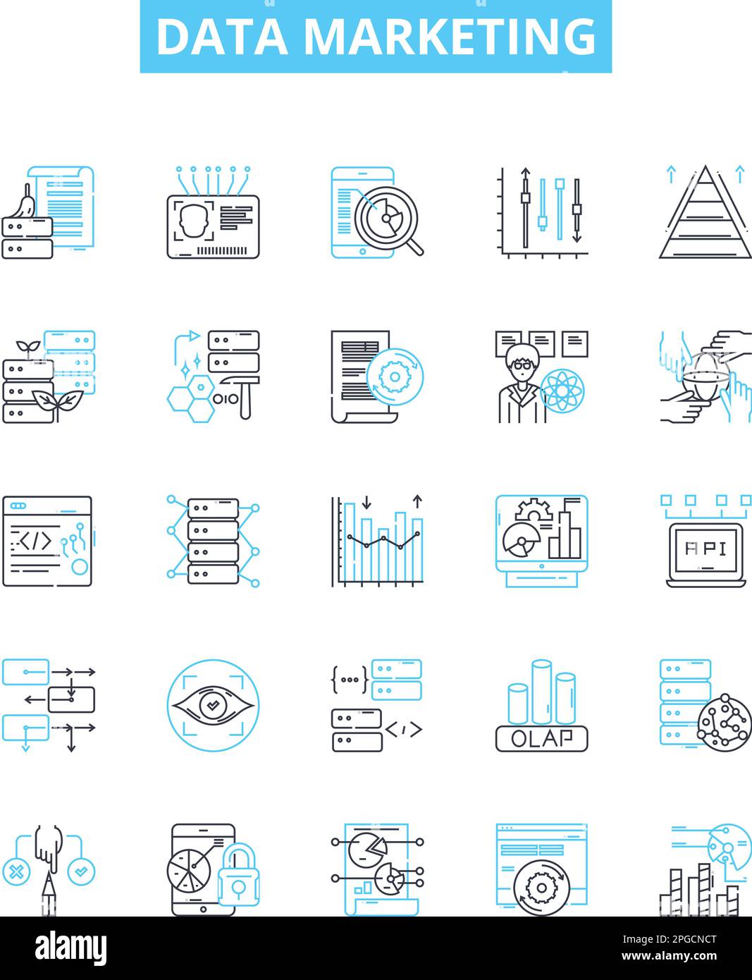 Data marketing vector line icons set. Data, Marketing, Analytics ...