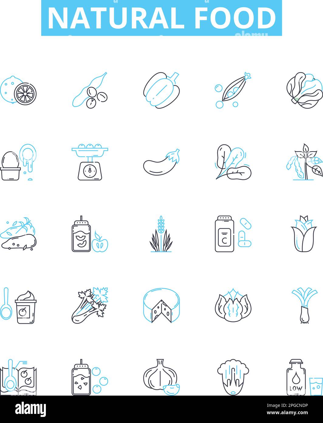 Natural food vector line icons set. Organic, Whole, Unprocessed, Fresh ...