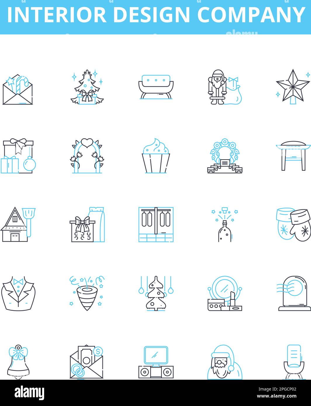 Interior design company vector line icons set. Interior, design ...
