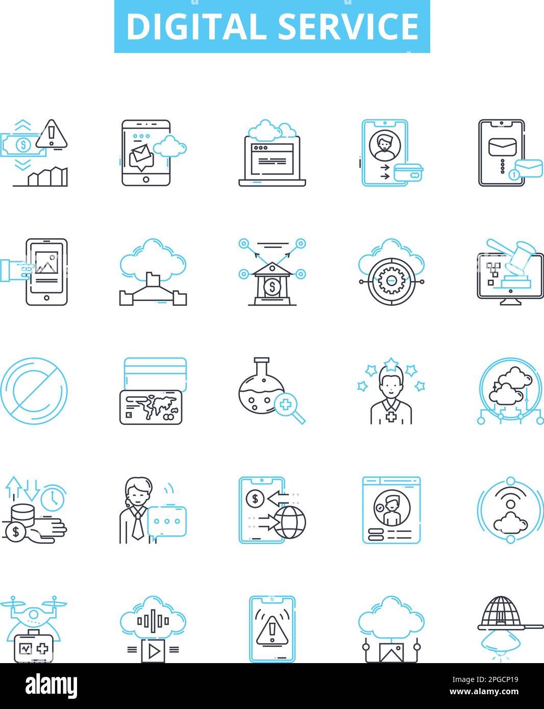 Digital service vector line icons set. Digital, Service, Online ...