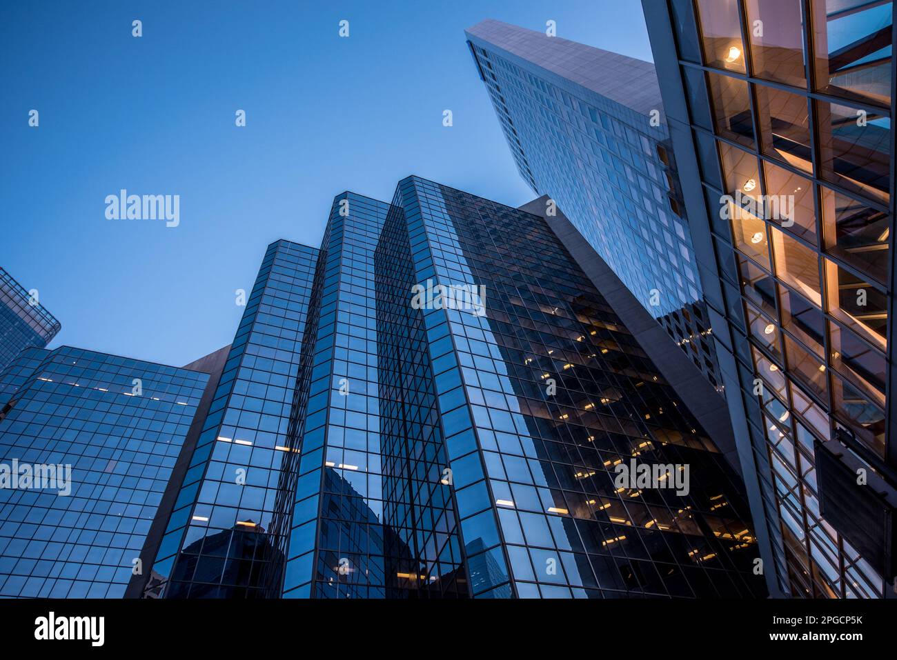 From below of entrance of office building next to contemporary high ...