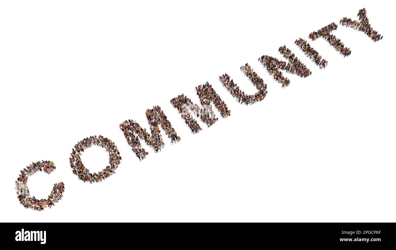 Concept conceptual large community of people forming COMMUNITY word. 3d ... Concept conceptual large community of people forming COMMUNITY word. 3d ...