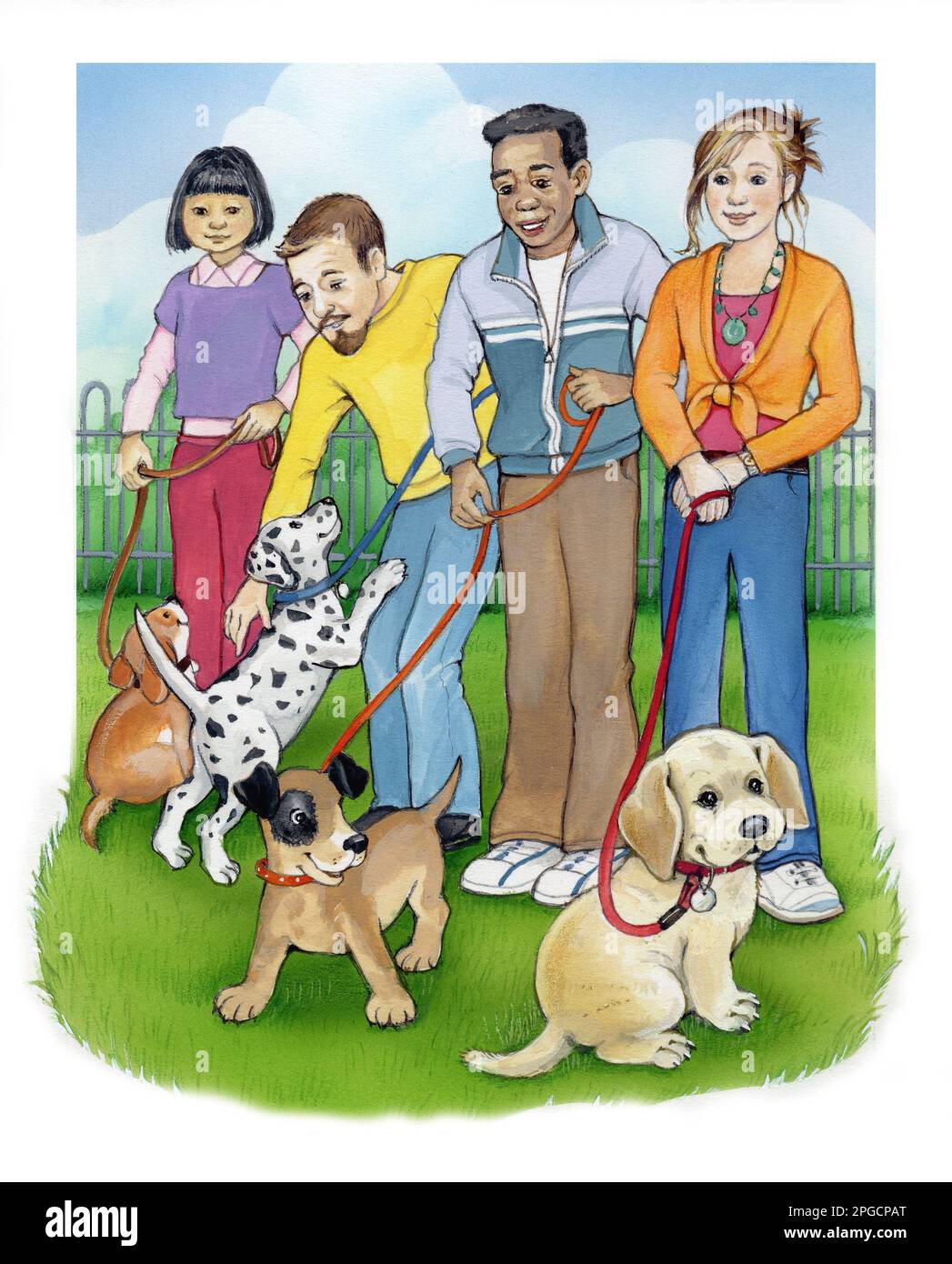 Puppy Training With Different Breeds Of Dogs Stock Photo Alamy
