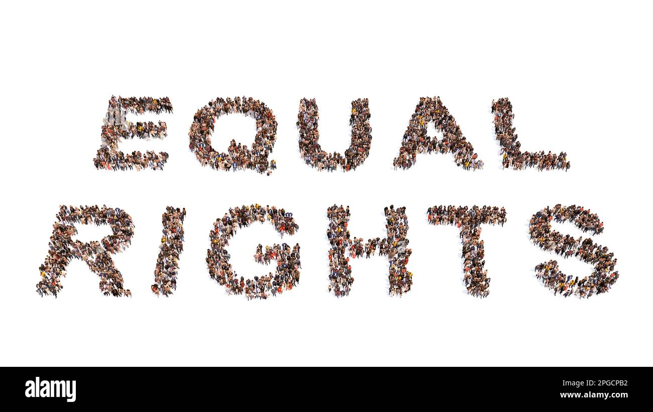 Concept conceptual large community of people forming the message EQUAL ...