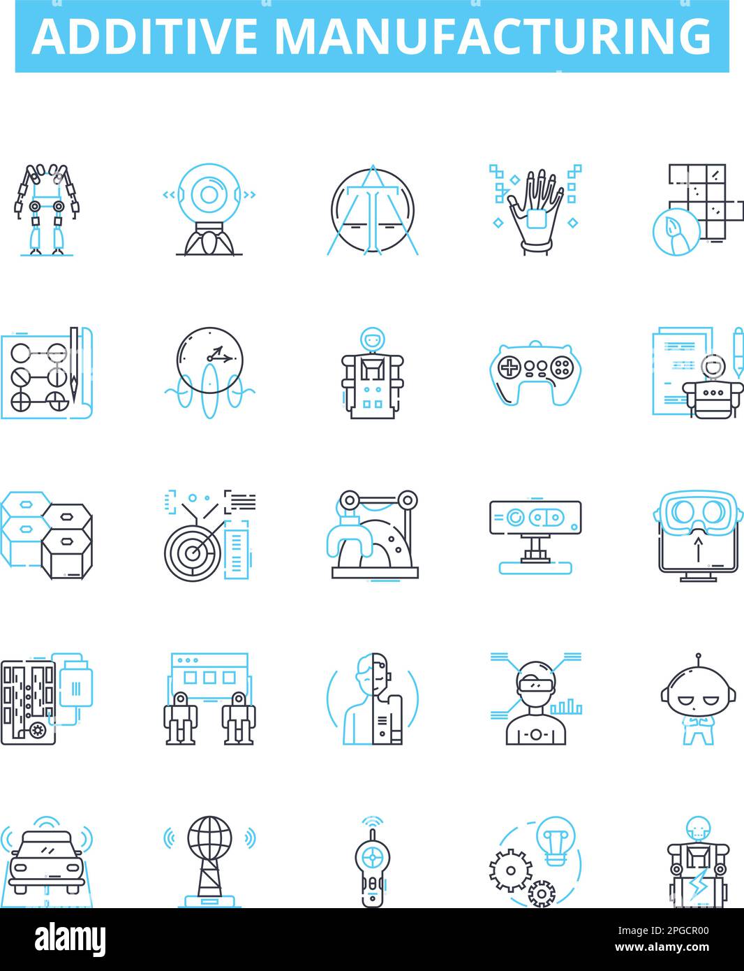 Additive manufacturing vector line icons set. 3D printing, Additive ... Additive manufacturing vector line icons set. 3D printing, Additive ...