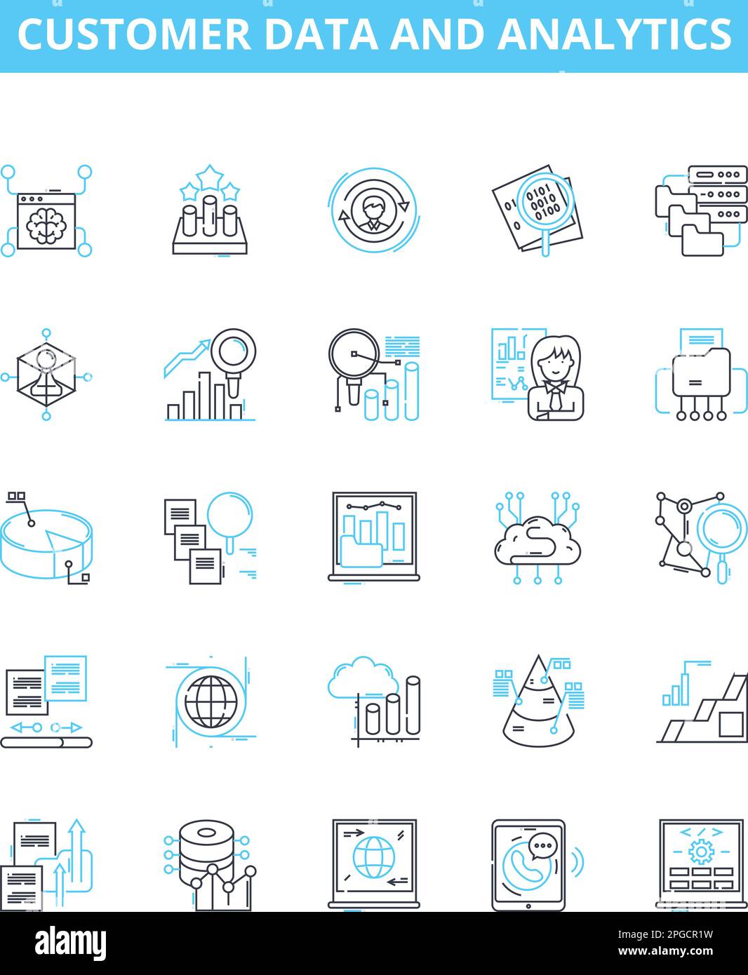 Customer data and analytics vector line icons set. customer, data ... Customer data and analytics vector line icons set. customer, data ...